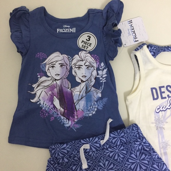 Disney | Matching Sets | Disney Frozen Elsa Anna 3pc Shorts Set | Poshmark